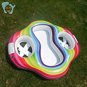 Inflatable Twin Baby Pool Float Infant Double Seat Floaty 2 Kids Swimming Rings