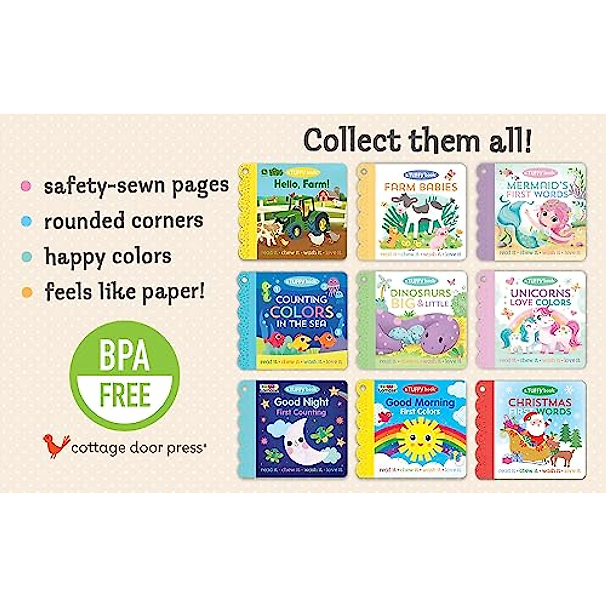 Tuffy Dinosaurs Big & Little Book - Washable, Chewable, Unrippable Pages With Hole For Stroller Or Toy Ring, Teether Tough, Ages 0-3 (Baby's Unrippable) (A Tuffy Book)