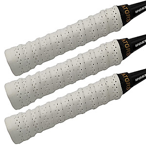 ATGRS Tennis Grip Tacky Tennis Racket Grip Tape Absorbent Anti-Slip Tennis Overgrip for Tennis Badminton Pickleball Racquet Handle Grip with Damping Ridges Overgrips (White)