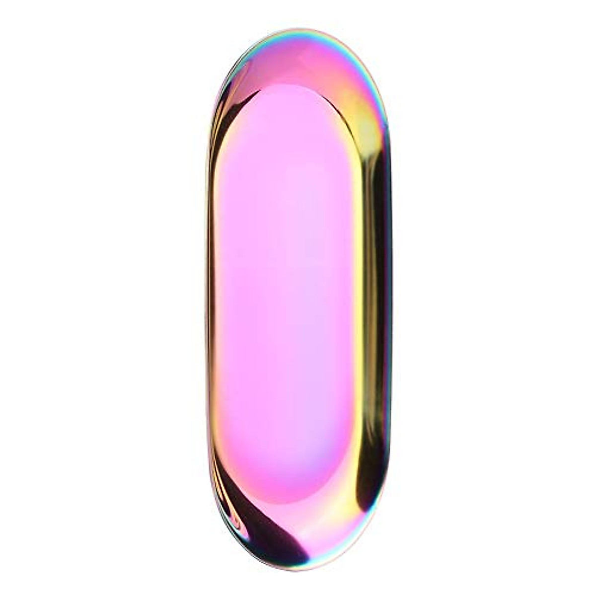 Storage Tray-Nordic Style Stainless Cosmetics Jewelry Cake Plate for Office Desks(L-Rainbow)