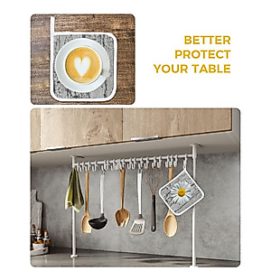 Pot Holder Set of 2 Country White Daisy Flower Potholder Heat Proof Non-Slip Pot Holders,Vintage Wood Grain Hot Pads Potholders for Kitchen Cooking Baking BBQ