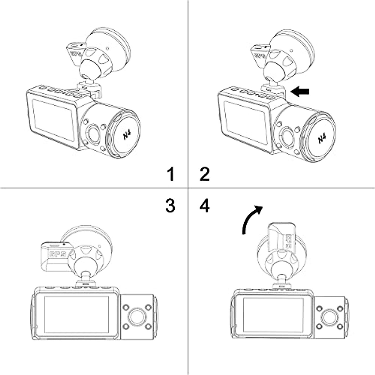 Vantrue N4, N2S, X4S, N1 Pro(2023), T3 Dash Cam GPS Receiver Module Type C USB Port Car Suction Cup Mount for Windows and Mac