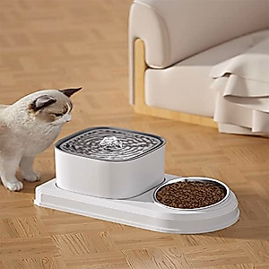 Cat Water Fountain and Food Bowl 3l/Utomatic Pet Fountain Dog Water Dispenser Cat Water Fountain Ultra-Quiet Pump 3 pcs Filter Waterproof matLED Light Cat Feeding and Watering Supplies