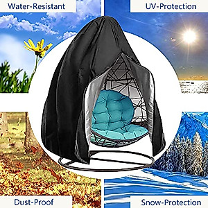 Patio Egg Chair Cover 420D Upgrade Outdoor Egg Chair Covers Double Hanging Swing Egg Chair Covers with Zippers Waterproof Outdoor Furniture Protector Garden Cocoon Chair Cover 91" x 80" Black