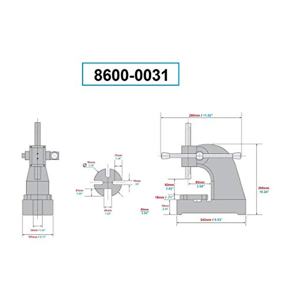 HHIP 8600-0031 Heavy Duty Arbor Press, .5 Ton Capacity, 10" Height (Pack of 1)