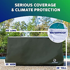 YardStash Deck Box Cover - Heavy Duty, Waterproof Covers for Outdoor Cushion Storage and Large Deck Boxes - Protects from Rain, Wind and Snow - XL - Green