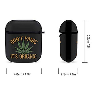 Don't Panic It's Organic Weed Airpods Case Cover for Apple AirPods 2&1 Cute Airpod Case for Boys Girls Silicone Protective Skin Airpods Accessories with Keychain