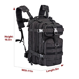 Small 30L Rucksack Pack for Outdoors, Hiking, Camping, Trekking, Bug Out Bag, Travel, Military & Tactical Army Molle Assault Backpack With US Flag Patch