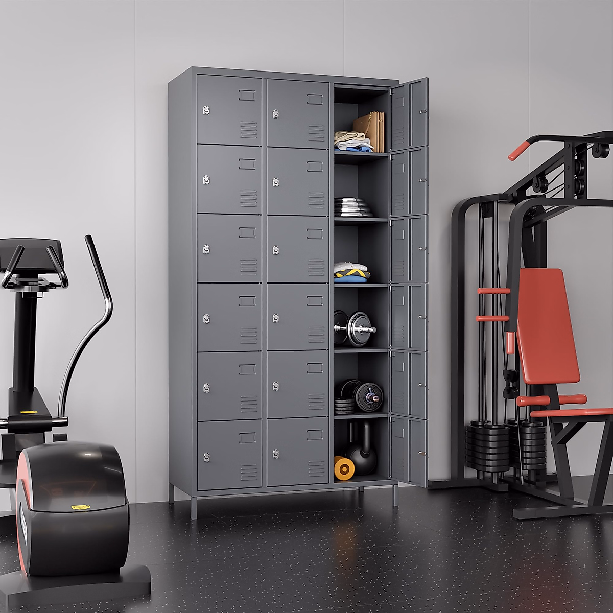 SUXXAN 18 Doors Metal Lockers for Employees for Offices School Gyms Home,Assembly Required,Dark Gray