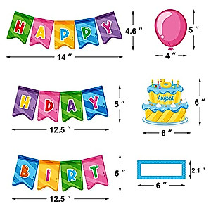 74 Pcs Happy Birthday Bulletin Board Set Includes Months Balloon Cut-Outs and Name Plates for Classroom Calendars Decor Wall Decorations