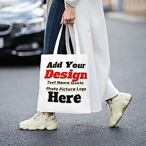 Customize Tote Bag Custom Canvas Tote Shopping Bag Your Own Logo Picture Text Name Personalized Gifts For Business Travel Birthday Wedding Holiday