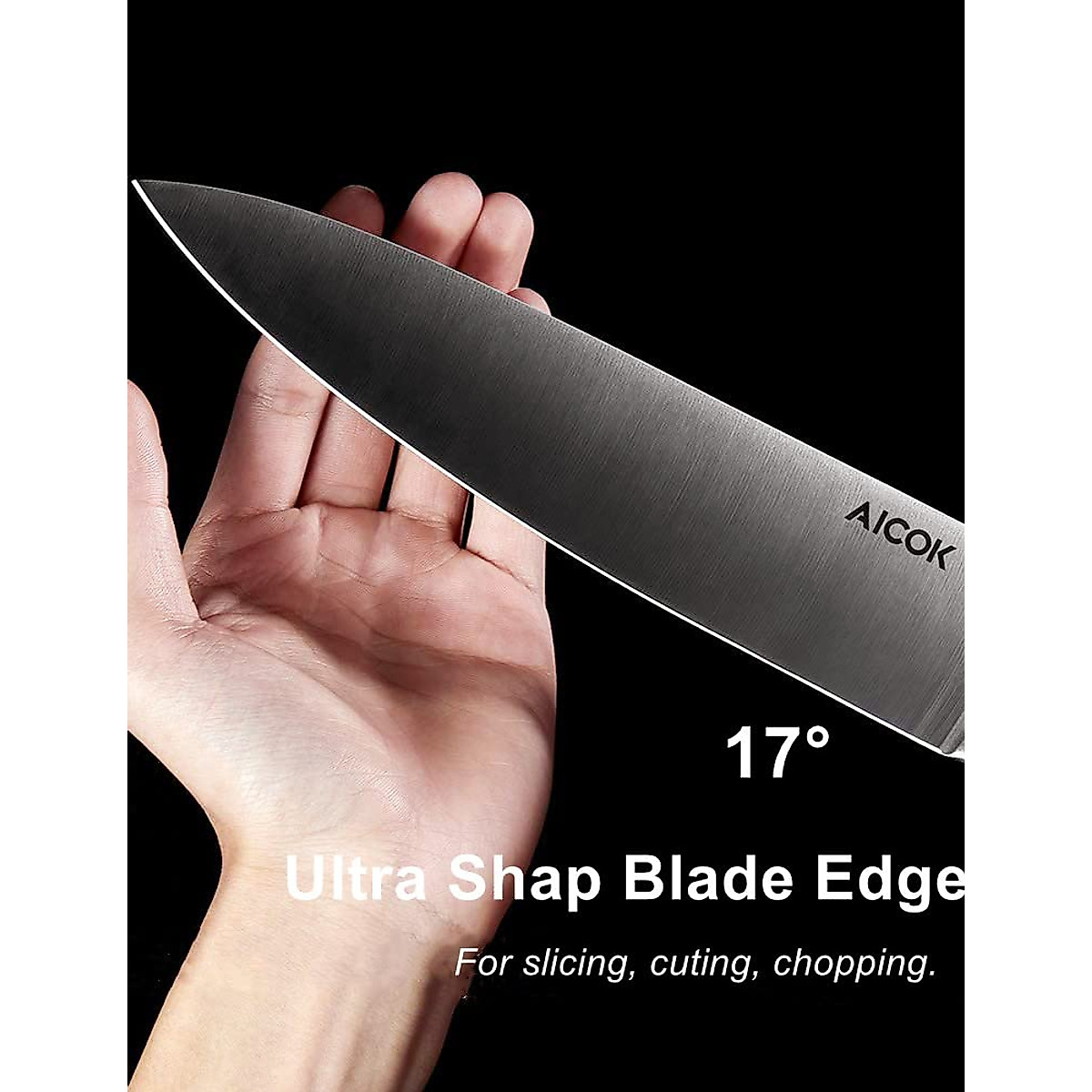 ZZWW Kitchen Knife Set, Professional 6 Piece Knife Set with Wooden Block Germany High Carbon Stainless Brown