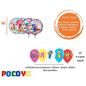 Pocoyo and Friends theme party decorations balloons Birthday Party Supplies. Pocoyo. Baby Shower decorations. Pocoyo and friends cupecake topper and table cloth or tablecover 24 cupcake toppers. Pato, Elly, Loula, Sleepy Bird, and Baby Bird.