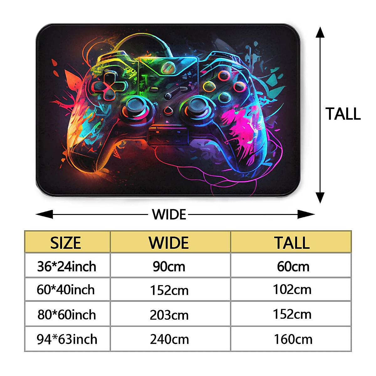 NEBOTON Gaming Rug for Game Room, Gamer Rug for Boys Bedroom, Game Controller Theme 36x24inches