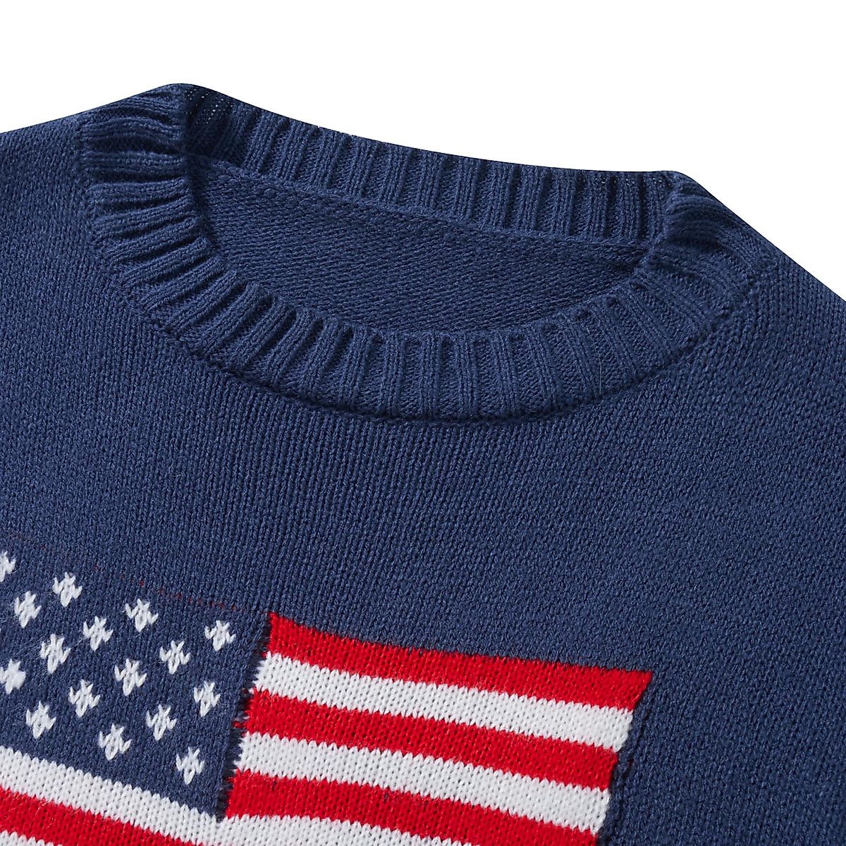 Y2k Vintage Sweater Long Sleeve Crew Neck Loose Knit Pullover American Flag Sweatshirt Preppy Striped Sweater