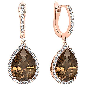 3.00 Ct Pear Cut Created Chocolate Diamond & White Diamond Halo Drop & Dangle Earrings 14k Rose Gold Plated 925 Sterling Silver For Women's