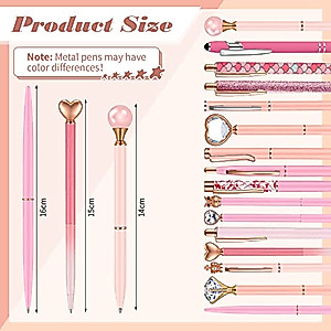 16 Pieces Crystal Diamond Fancy Pens for Kids Women Metal Ballpoint Pens Bulk Diamond Liquid Glitter Pen with Black Ink for Girl Bridesmaid Wedding Party Supplies School Office Easter (Pink Series)