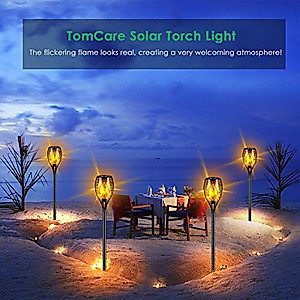 TomCare Solar Outdoor Lights 99 LED Higher & Larger Flickering Flame Solar Torch Lights 43" Waterproof Outdoor Lighting Solar Powered Pathway Lights Landscape Decoration for Garden Patio Yard, 4Pack