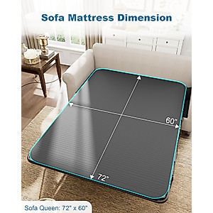 Ferlizer 4" [Queen] Sofa Bed Mattress Replacement, Memory Foam Sofa Mattress Topper with Ultra Soft Cover, CertiPUR-US Certified, Blue