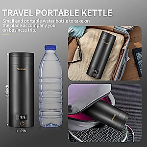 Travel Electric Tea Kettle Portable Small Mini Coffee Kettle, with 4 Variable Presets, Personal Hot Water Boiler 304 Stainless Steel with Auto Shut-Off & Boil Dry Protection, BPA-Free Black