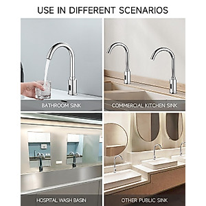 Touchless Bathroom Faucet 3 or 1 Hole, Motion Sensor Sink Faucets Hospital Hands Free Water Faucet with Temperature Mixer, Automatic Faucet Commercial Vanity Faucet Banhao