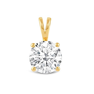 Everyday Elegance Solid 14K Yellow Gold Cubic Zirconia Solitaire Pendant for Women in Round Cut | 2 CTW CZ | With Gift Box