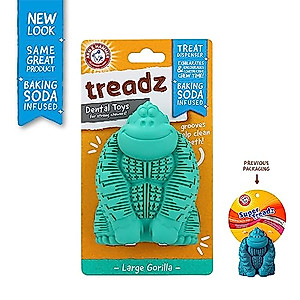 Arm & Hammer for Pets Super Treadz Gorilla Dental Chew Toy for Dogs - Dog Dental Toys Reduce Plaque & Tartar Buildup Without Brushing - Safe for Dogs up to 35 Lbs