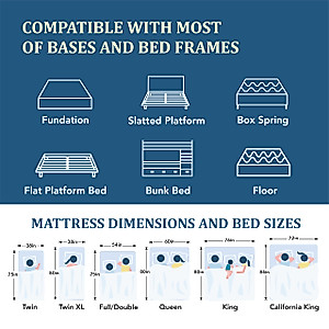 EGOHOME 8 Inch Queen Mattress, Charcoal Gel Cooling Memory Foam Mattress in a Box, Medium Fiberglass Free Mattress Made in USA, CertiPUR-US Certified, Blue