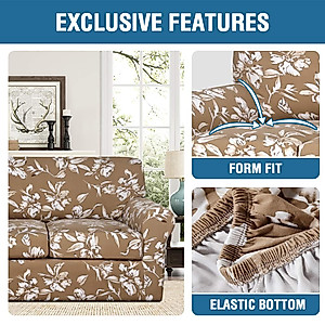 H.VERSAILTEX Super Stretch 3 Pieces Sofa Covers for 2 Cushion Couch Covers Sofa Slipcovers Feature Soft Thick Bouncy Modern Style with Individual Cushion Covers Pet Friendly - Loveseat, Camel