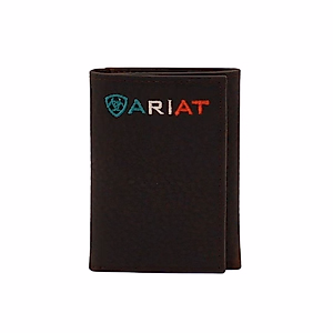 ARIAT® Men's Mexico Flag Logo Brown Leather Trifold Wallet