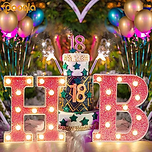 Pooqla LED Marquee Letter Lights, Light Up Pink Letters Glitter Alphabet Letter Sign Battery Powered for Night Light Birthday Party Wedding Girls Gifts Home Bar Christmas Decoration, Pink Letter M