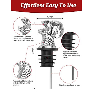 Skull Wine Aerator Pourer Spout - Anvy Lunda Liquor Bottle Pourers Skull Wine Decanter - Creative Gifts for Alcohol, Whiskey, Skull Lover (Silver)