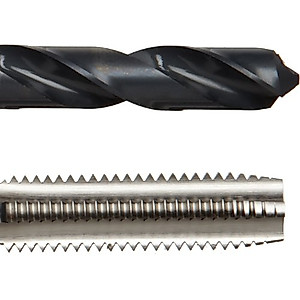 Chicago Latrobe 52541 HM18 High-Speed Steel Jobber Length Drill Bit and Tap Set with Metal Case, Black Oxide Drill Bits/Uncoated Taps, Metric, 18-piece, Metric Drill Bit Sizes, M2.5 to M12 Tap Sizes