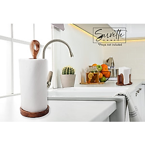 Acacia Wood Paper Towel Holder with Base