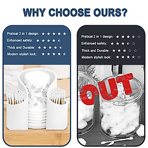 Elvarias Cotton Pad QTips Holder, Bathroom Cups Dental Floss Dispenser, Storage Organizer for Cotton Pad QTips Paper Cup Floss, Bathroom Accessories Storage Organizer, Vanity Makeup Organizer (White)