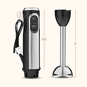 Multi-Use Immersion Blender, Hand Blender with Powerful Copper Motor 800W, High Speed, Turbo Mode, 3 in 1 Handheld Blender Stick Stainless Steel Blades, Whisk, Beaker with Measuring Marks, and Chopper