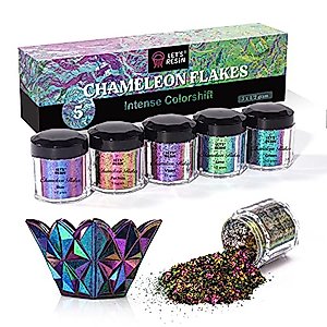 LET'S RESIN Chameleon Flakes, Resin Supplies -Intense Colorshift Pigment Powder for Resin Molds/Tumblers, Chrome Powder Pigment for Christmas Nail Art/Paint/Soap Making