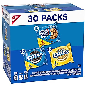 Nabisco Sweet Treats Cookie Variety Pack OREO, OREO Golden & CHIPS AHOY!, 30 Snack Packs (2 Cookies Per Pack)