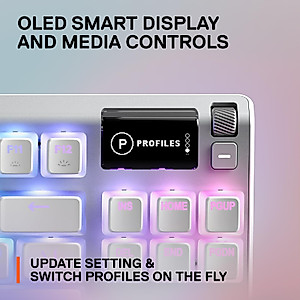 SteelSeries Apex 7 TKL Compact Mechanical Gaming Keyboard – OLED Smart Display – USB Passthrough and Media Controls – Linear and Quiet – RGB Backlit (Red Switch) - Ghost