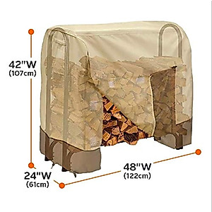 Greenf Firewood Rack Cover, Outdoor Log Rack Cover Waterproof, 420D Heavy Duty Firewood Rack Snow Protector with Durable Fabric Fits for 4 Seasons, L48xW26xH43 Inches (4 Feet)