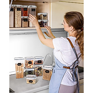 DMH [14 Pack] Airtight Food Storage Containers With Lids For Kitchen Organization And Storage Pantry Flour Sugar Pasta Dry Food Cereal Container - Free Labels Marker & Spoon Set