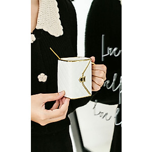 Vamotto Exquisite Hand bag Coffee Mugs for Mom Women, Cute Ceramic Handbag Coffee Cup Latte Cup Travel Mug Tea Cup with Saucer & Spoon for Remarkable Women (White)