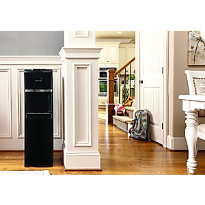 Primo Bottom Loading Water Dispenser, 3 Temp (Hot-Cool-Cold) Water Dispenser for 5 Gallon Bottle w/Child-Resistant Safety Feature, Black with Black Stainless Door