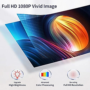 WiFi Bluetooth Projector Full HD 1080P, 200" Smart Android Projector for Indoor Outdoor Movie, Wireless Home Theater Projector with Digital Zoom/HDMI/USB/VGA for iOS Phone Laptop PC DVD TV Stick PS5