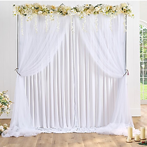 White Tulle Backdrop Curtains for Baby Shower Party Wedding Photo Drape Sheer Backdrop for Birthday Bridal Shower Photography Props 10 ft X 7 ft
