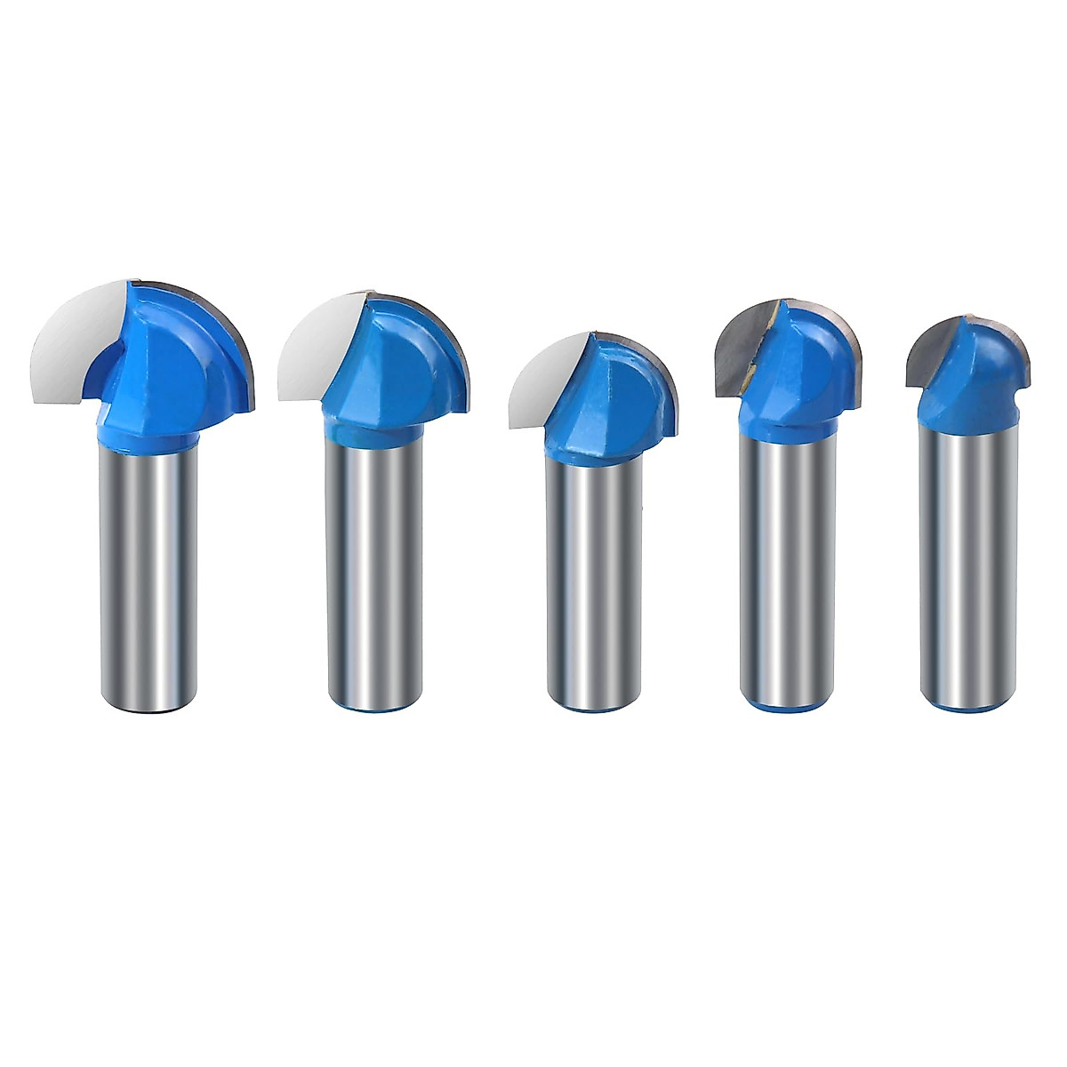 ROOCBIT Core Box Router Bit Set Double Flute Round Nose Router Bit Woodworking Tool Round Groove Router Bit 1/2 Inch Shank -( 5/8" 3/4" 7/8" 1" 1-1/8") 5PCS