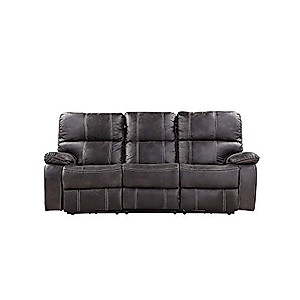 Madrona Burke Zoey Dark Graphite 84" Power Sofa with Dual Recliners, Microsuede Upholstery, and USB Charging Station