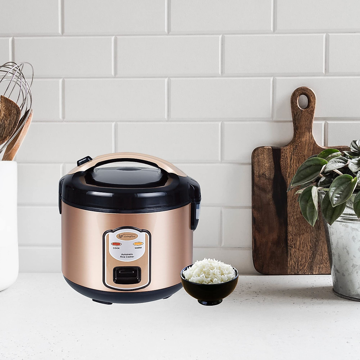 LP Living Plus Electric Rice Cooker, Non Stick Coating, One Touch Button (1.5L/8Cup)