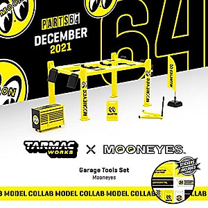 Tarmac Works Mooneyes Garage Tools Set of 5 Pieces with Stickers for 1/64 Model Cars T64A-001-ME