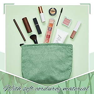Sweetude 3 Pcs Corduroy Tote Bag for Women Girl Makeup Bag Aesthetic Tote Bag Corduroy Bag Cute Cosmetic Bag for Shopping (Grass Green)